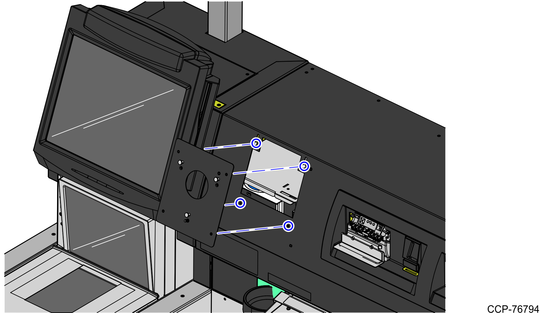 Installing Ingenico ISC250 PIN Pad Mount on 7346 Unit