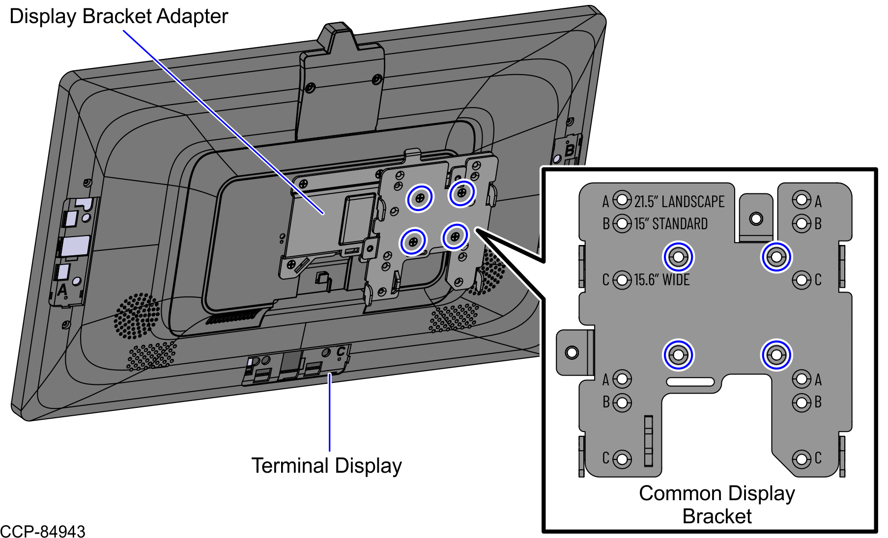 Installing the Display Brackets for Landscape Orientation (Fixed)