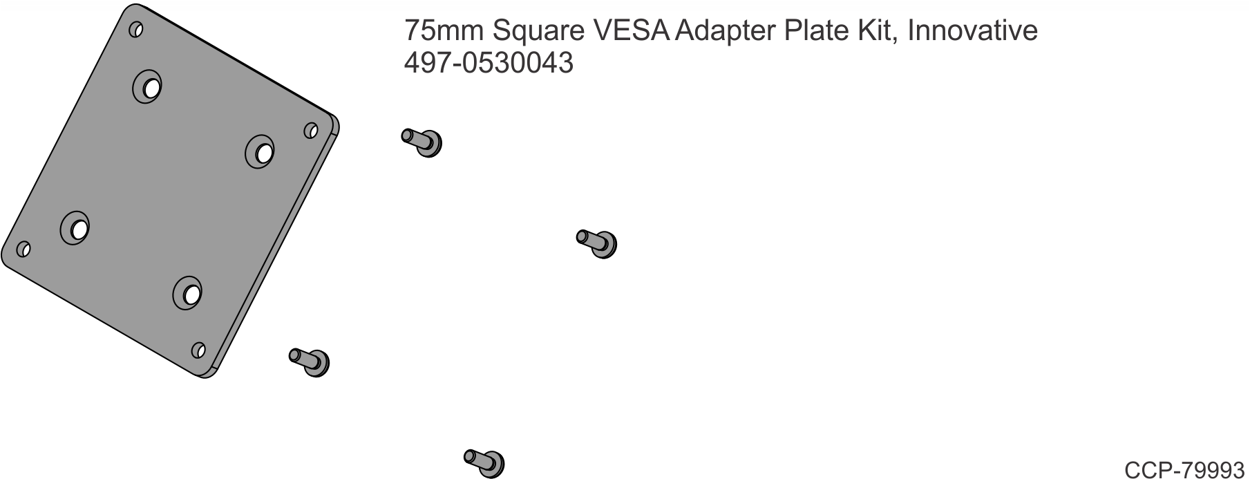 7772-K505 75mm Square VESA Adapter Plate, Innovative