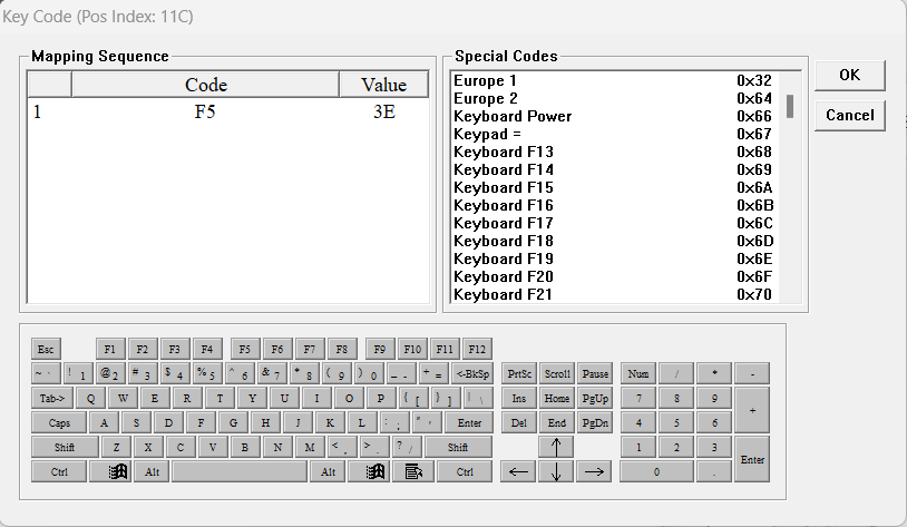 Assigning codes to a key using Key Code