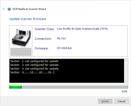Updating the scanner firmware through a cable