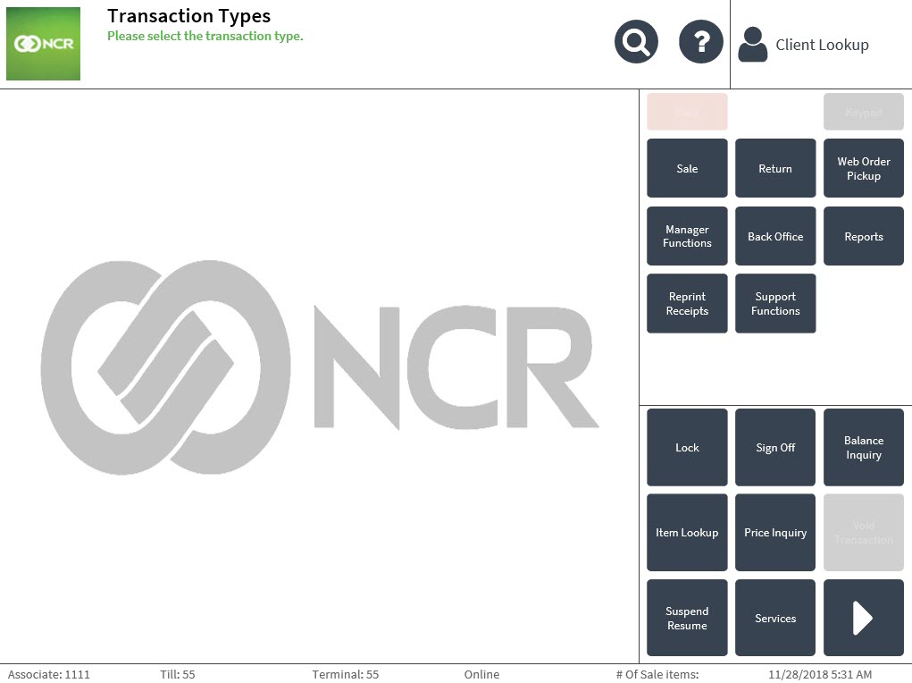 Understanding the Transaction Types screen