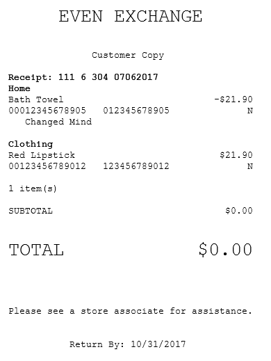 Handling Even-Exchange returns