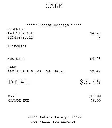Printing rebate receipts using a receipt number