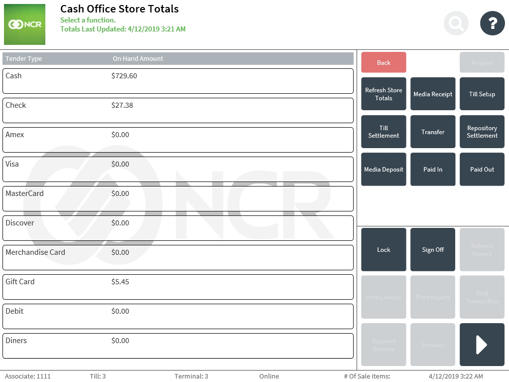 Accessing cash office functions