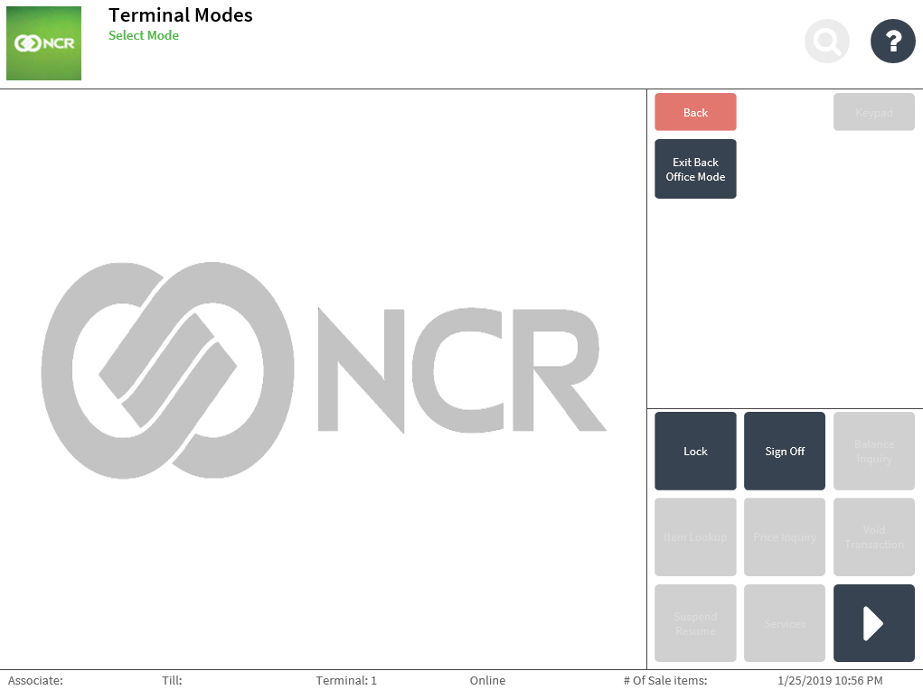 Exiting the Back Office Mode
